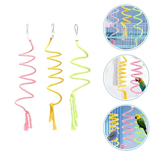 POPETPOP 3pcs Bird Rope Perch Spiral Parrots Climbing Rope Bird Swing Toy Standing Toys Bird Cage Accessories