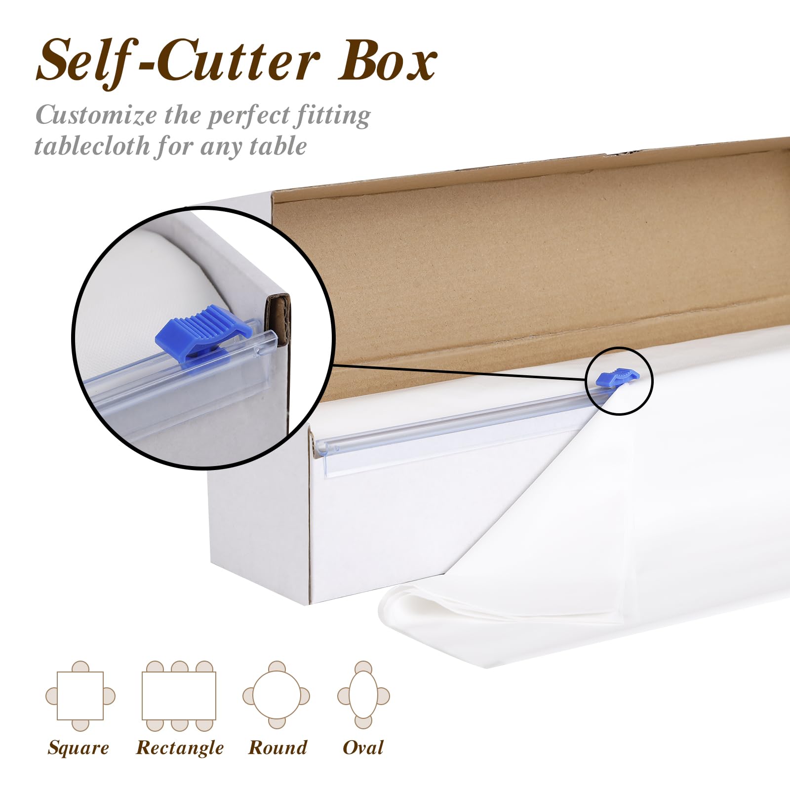Goodluck 54 Inch X 300 Feet Plastic Table Cloths with Cutter Box, Disposable Table Cloths for Parties, Tablecloth Plastic for Party, Banquet, Wedding, Birthday, Anniversary Decorations, White