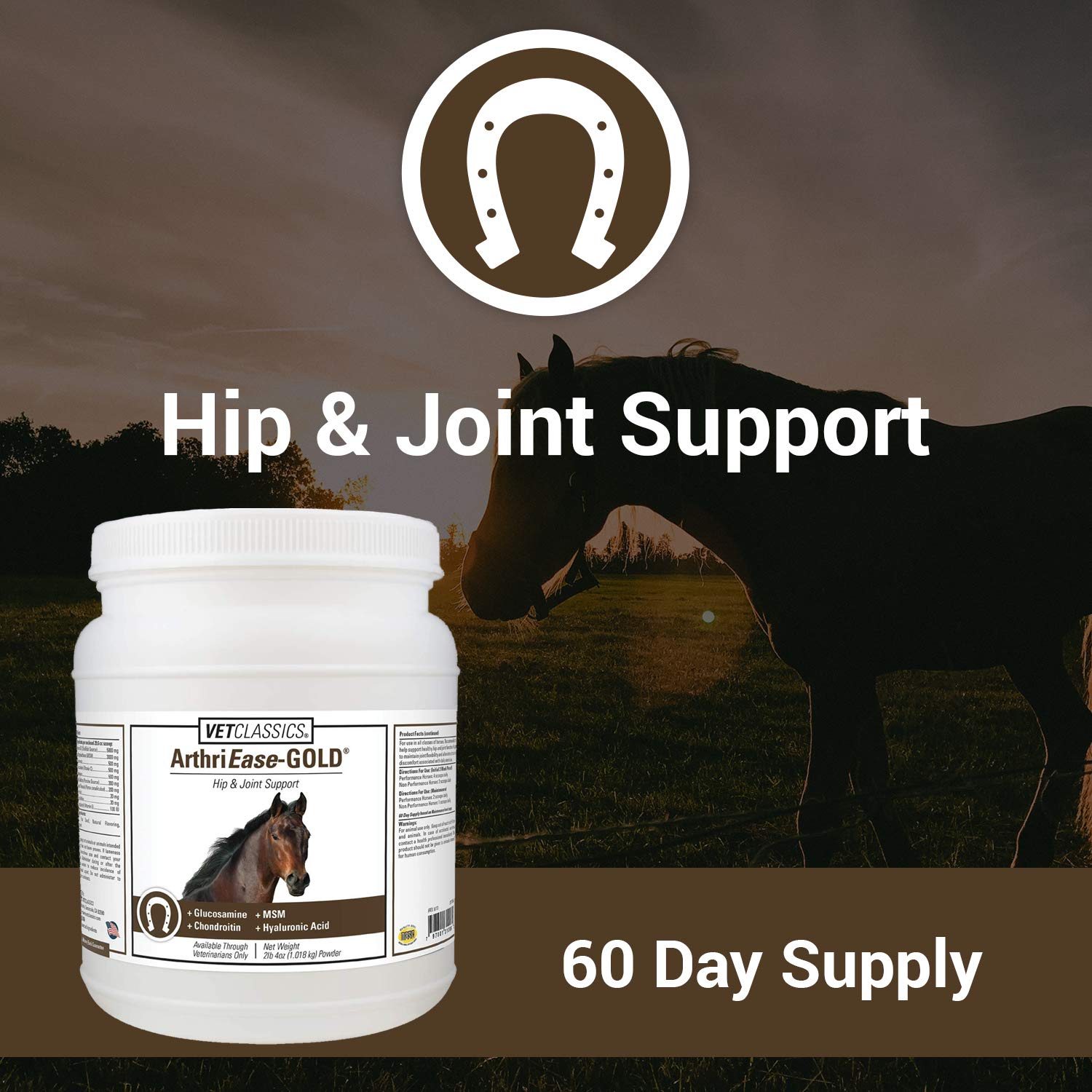 Vet Classics ArthriEase-Gold Joint Support for Horses - Powder Health Supplement for Horses β Alleviates Aches and Discomfort β For Flexibility, Healthy Joint Function β Antioxidants 2 lb. 4 Oz.Powder