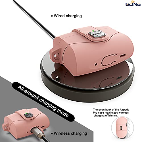 OCING 6 in One Airpods Pro 2 Case with Secure Lock, Full Body Protective Case Compatible with Airpod Pro 2nd / 1st Generation(2022/2019), Supports Wireless Charging (Pink)