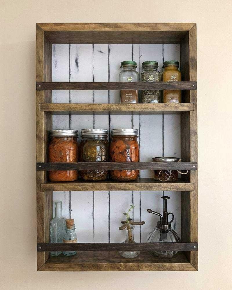 Mansfield Cabinet No. 103 - Solid Wood Spice Rack Cabinet Dark Walnut/Cascade Blue