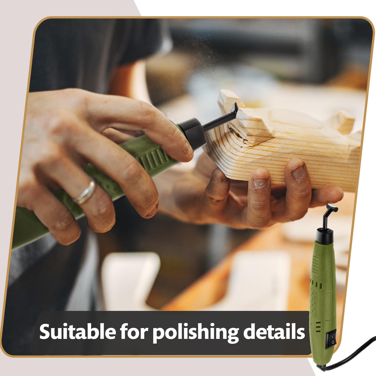Threlaco 14 Pcs Micro Sander Mini Sander with 8 Shaped Grinding Heads 5 Sandpaper for Small Projects and Tight Spaces Pen Sander DIY Power Detail Sanders Sanding Pen Polishing Machine 100‑240V, Green