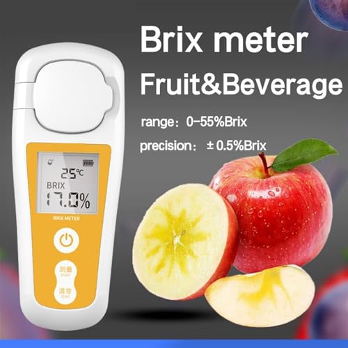 Refractometer, Rechargeable Digital Brix Meter Sugar Refractometer for Liquid Sugar Content with LCD ,Measure Fruits, Beverages, Honey for Fruit, Homebrewing, Juice, Vegetables(0-55% accuracy 0.5%)