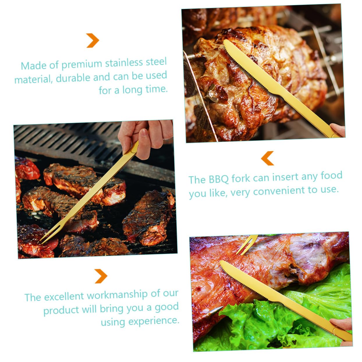 GANAZONO 1 Set Barbecue and Fork Stainless Steel BBQ Tools Knives Carving for Meat Stainless Steel Steak Knives Steak Knives Roast ham Fork Fork Spoon Portable