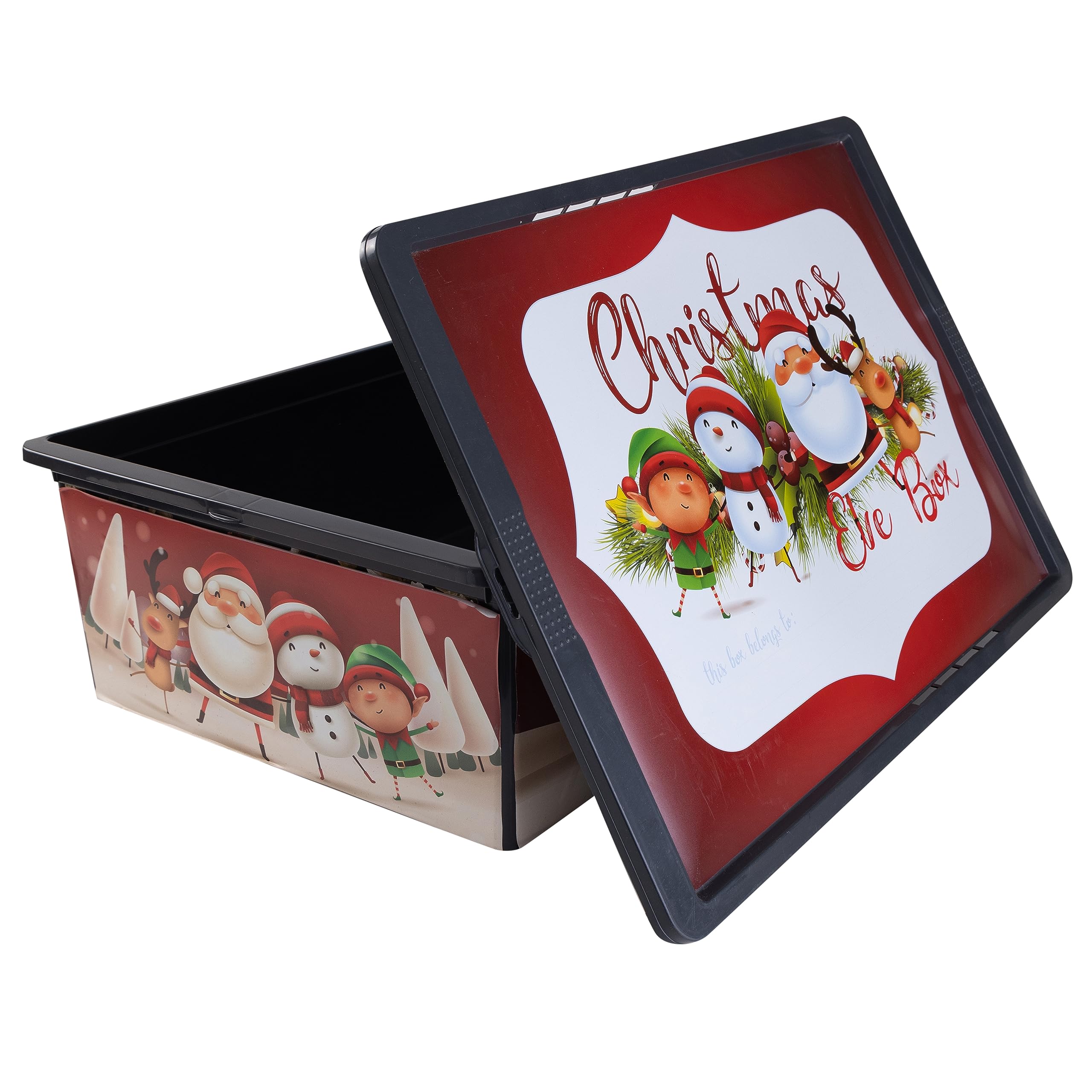 Simplify Christmas Shallow Storage Bin with Locking Lid | Dimensions: 20.47"x 14.57"x 6.89" | Stackable | Holiday Storage | Heavy Duty | Great for Storing Holiday Items | Red