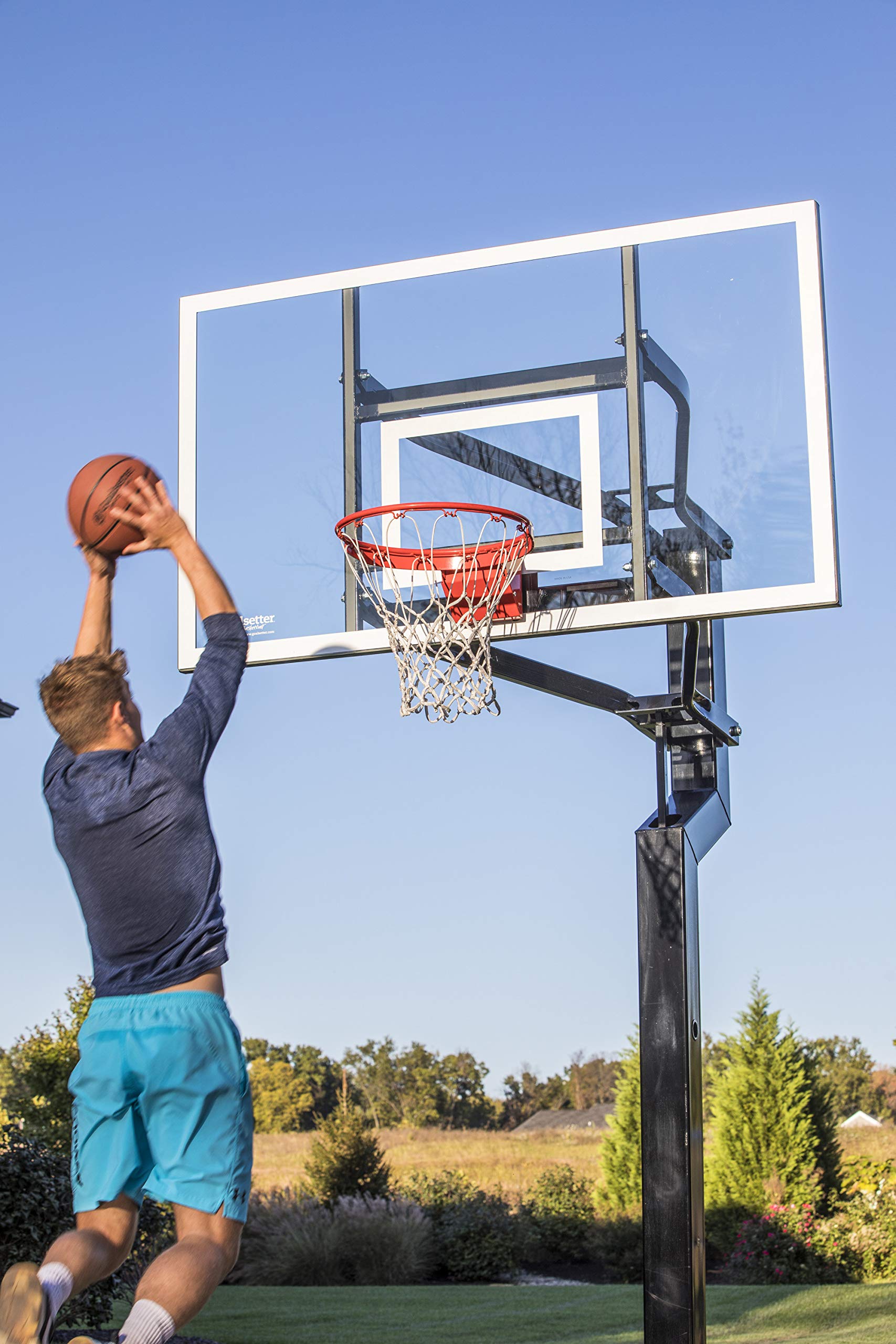 Goalsetter MVP 72" Acrylic In-Ground Height Adjustable Basketball Hoop System with Double Static Rim, Black (SS46072A2)