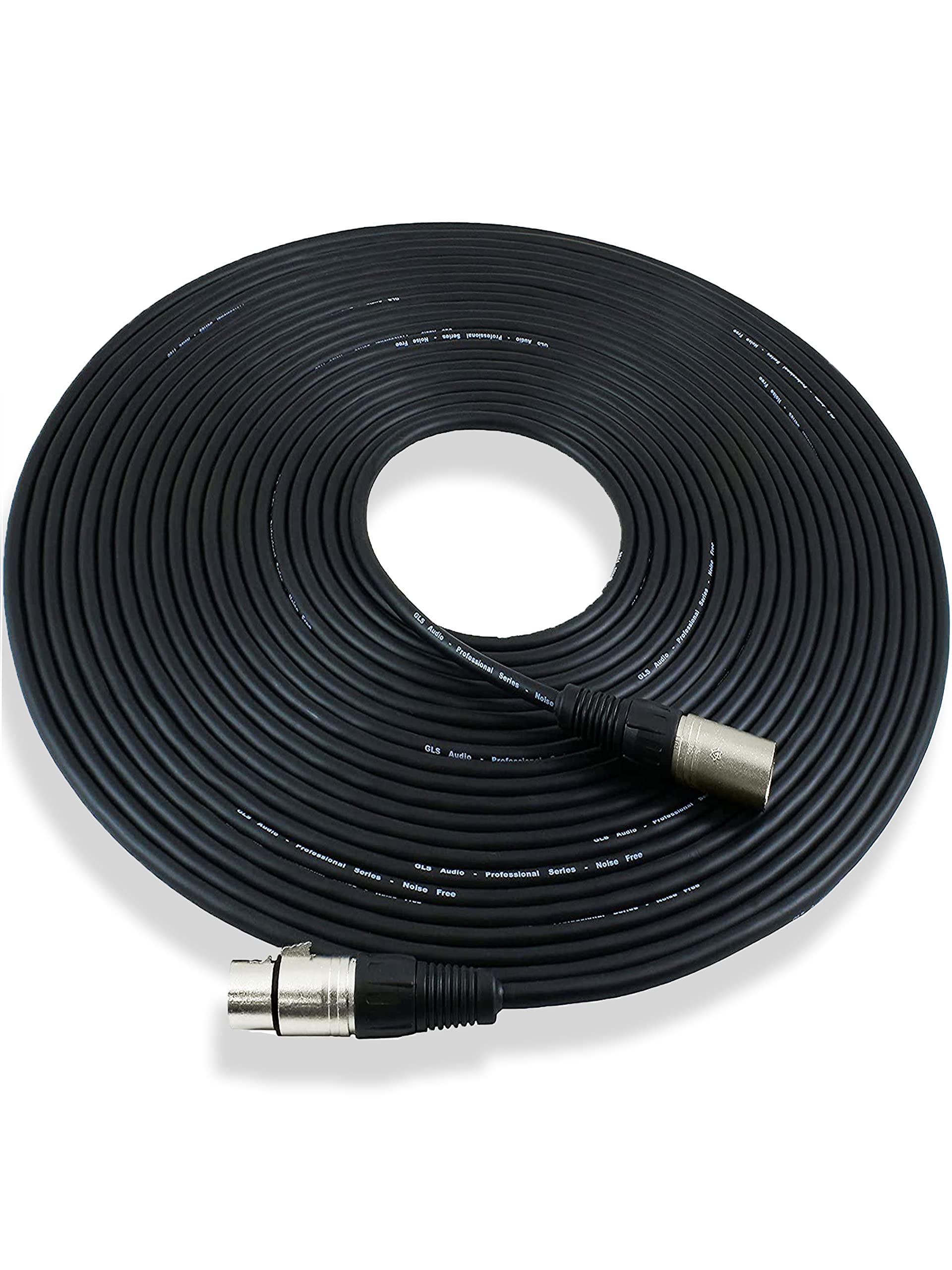 GLS Audio 50ft Mic Cable Patch Cords - XLR Male to XLR Female Black Microphone Cables - 50' Balanced Mike Snake Cord - 5 Pack
