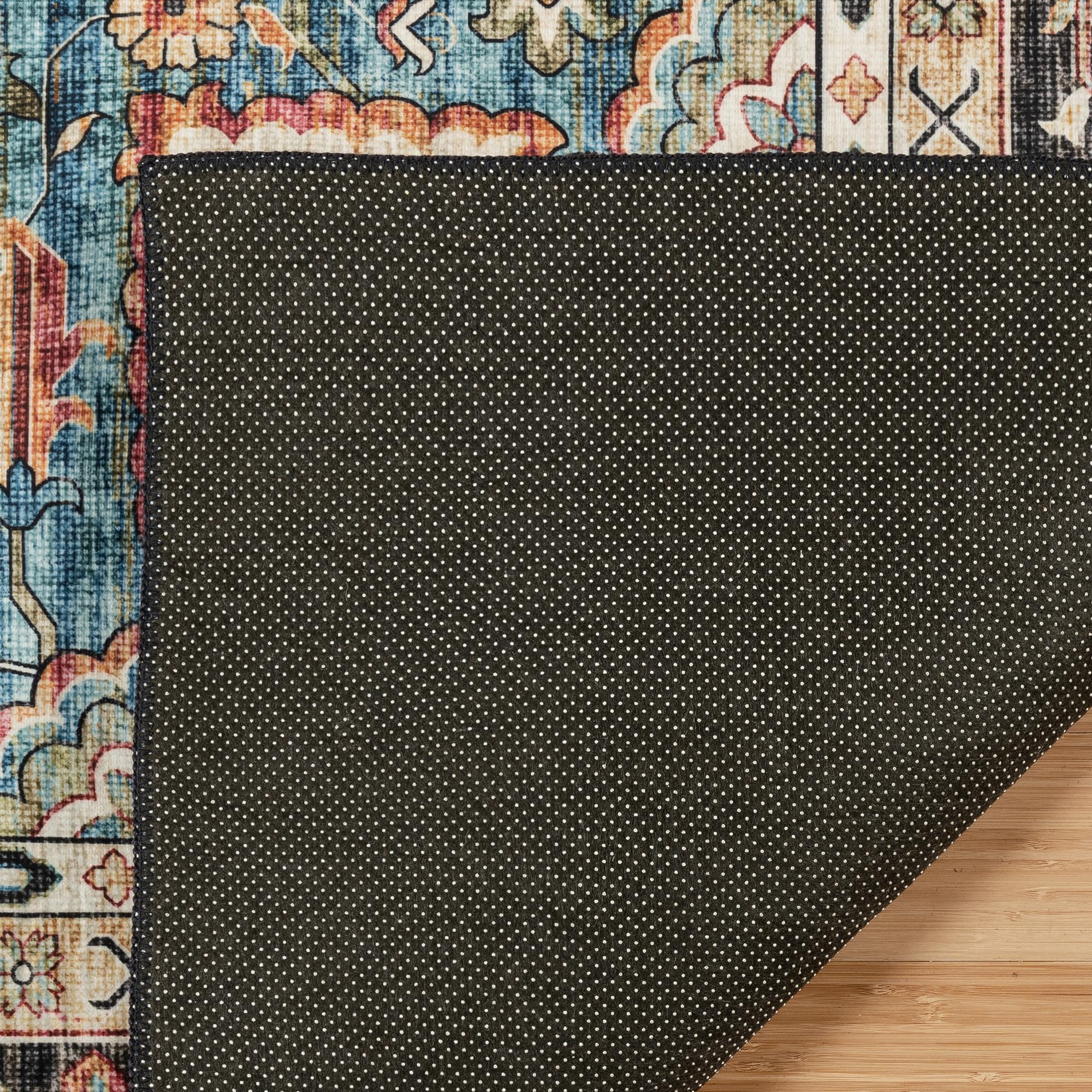 Gertmenian Printed Indoor Boho Area Rug - Non Slip, Ultra Thin, Super Strong, Printed Rug - Home Décor for Entryway, Bedroom, Living Room - 8x10 Large, Tiefi Black Multi, 28542