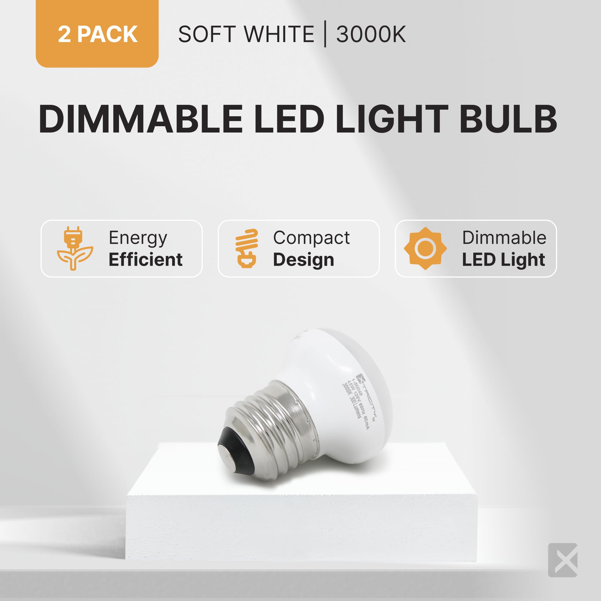 Xtricity R14 Dimmable LED Light Bulbs, E26 Base, 4.5W (40 Watt Equivalent), 3000k Soft White, 300 Lumens β Curio Cabinet Lighting, China Cabinet Lights - Mini Light Bulbs, RoHS Compliant (2 Pack)