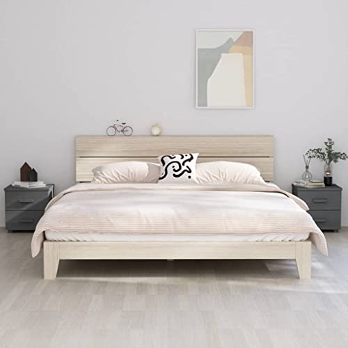 Makastle Nightstands Set of 2, Farmhouse End Tables Set of 2, Solid Wood Sofa Side Table Accent Table with 2 Drawers, Bedside Table for Bedroom Living Room, 15.7"x13.8"x17.5"