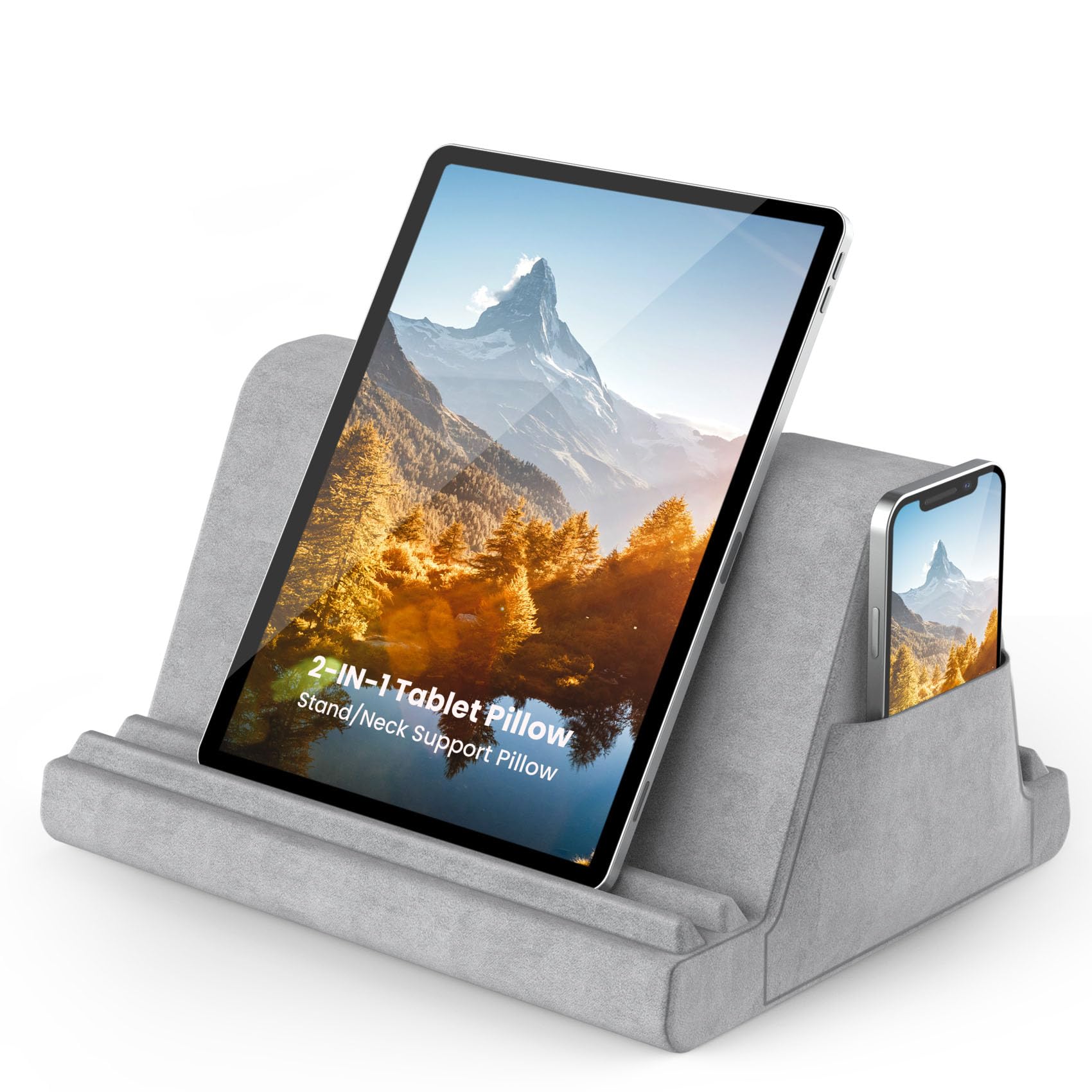 Nusican Tablet Pillow Holder Stand for Neck, ๐ฎ๐ฌ๐ฎ๐ฏ ๐จ๐ฝ๐ด๐ฟ๐ฎ๐ฑ๐ฒ๐ฑ Pillow Holder for Lap, Bed & Desk, Multi-Angle Tablet Pad with Pocket,Compatible with iPad,Samsung Galaxy,Kindle Fire & E-Reader