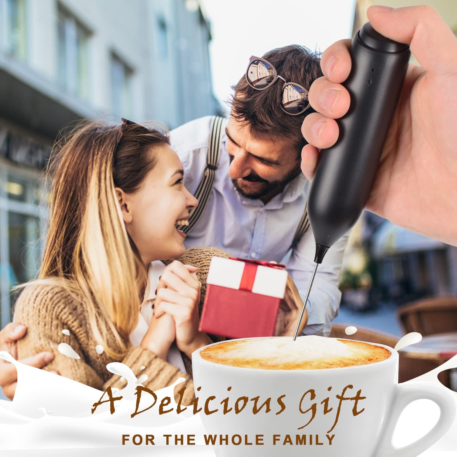 Rechargeable Milk Frother Handheld for Coffee, Stirrers Electric Whisk with Wall Mounted Stand, Drink Mixer Hand Frother Wand (MF01)