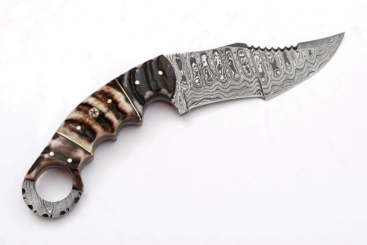 Grace Knives Handmade Damascus Steel Hunting Knife 10 Inch Knife Fixed Blade With Leather Sheath G-1074