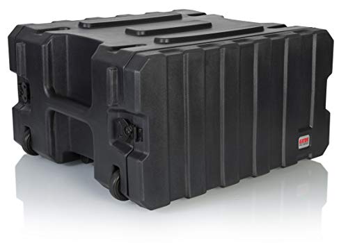 Gator Cases Pro Series Rotationally Molded 6U Rolling Rack Case with 19" Depth, Tow Handle & Recessed Wheels; Made in USA (G-PROR-6U-19),Black