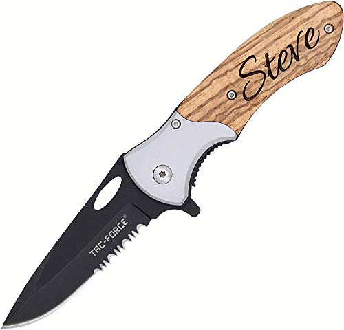 Palmetto Wood Shop Personalized Valentines Day Gift For Him, Laser Engraved TF876 Pocket Knife, Gifts for Dad Christmas, Groomsmen Gift