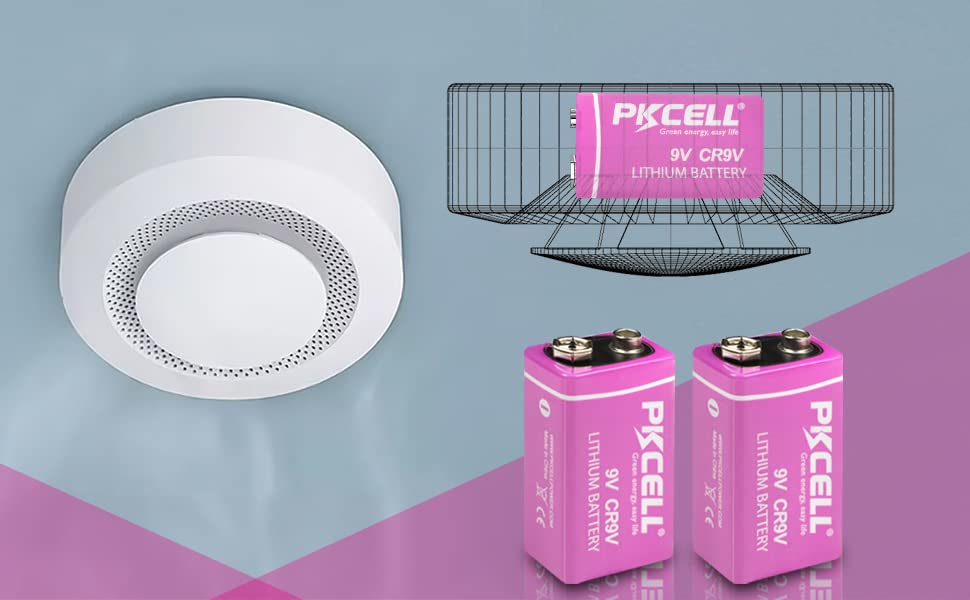 PKCELL CR9V 9 Volt Batteries- 9V Battery 3 Pack for Smoke Detectors Ultralife U9VL U9VL-BP U9VL-J U9VL-X U9VLFP