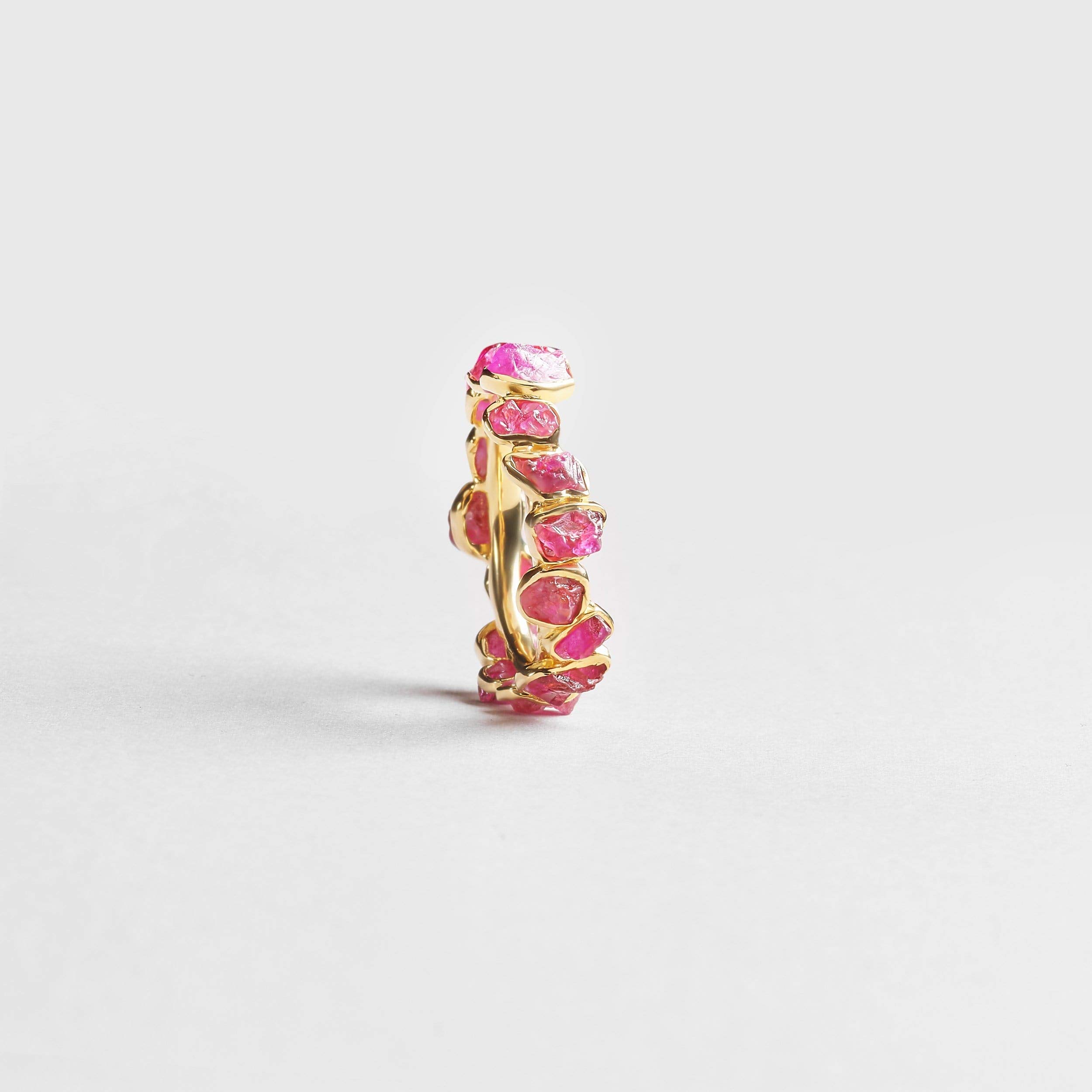 german kabirski 4.40 Carat Pink Ruby Handmade Ring in 925 Sterling Silver with Gold Plating Size 7