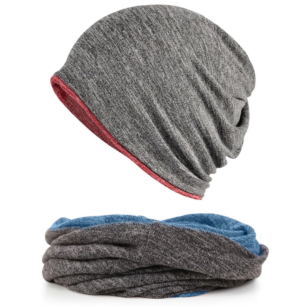FORTREE 2 Pack Multifunction Slouchy Beanie for Jogging, Cycling (1+3)