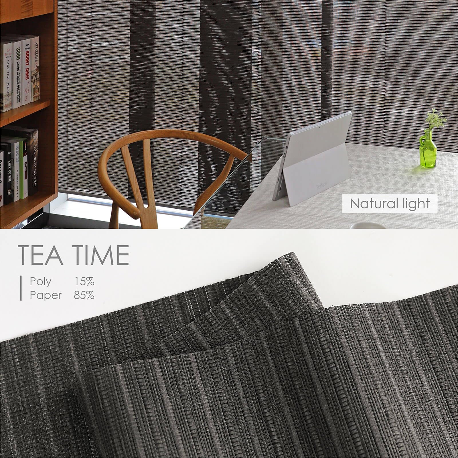 GoDear Design Adjustable Sliding Panel Track Vertical Blinds for Windows 45.8"- 86" W x 96" H, Extendable Patio Door Blinds for Sliding Door, Trimmable Fabric Panel Curtinsa, Semi-Privacy, Tea Time