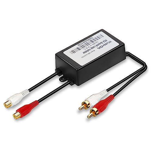 RCA Noise Filter Hum Eliminator (No Reduce Bass) Ground Loop Isolator Quality Buzz Eliminator Isolator for HiFi Stereo Home Theater Car Audio Player Plug&Play (Black)