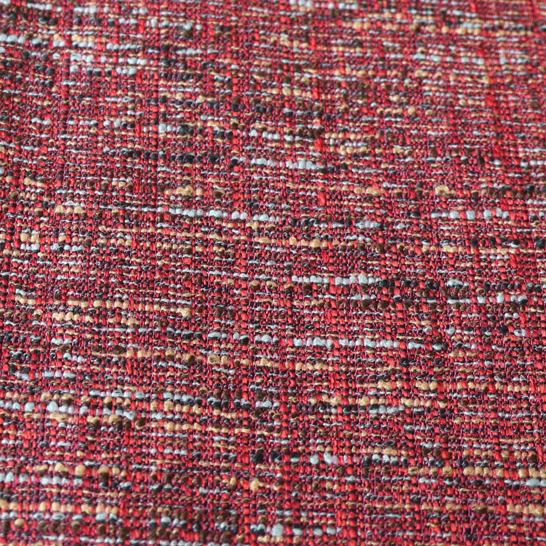 TinaKim Upholstery Fabric, Faux Linen Type Cloth Material, for Chair Sofa Couth Reupholster (Dark red, 3 Yard)