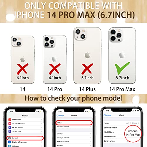 Petitian for iPhone 14 Pro Max Case, Cute Women Girls Gold Designed Butterflies Phone Cases for iPhone 14 Pro Max, Girly Gold Plating Phone Cover for 14 Pro Max with Camera Protector Black
