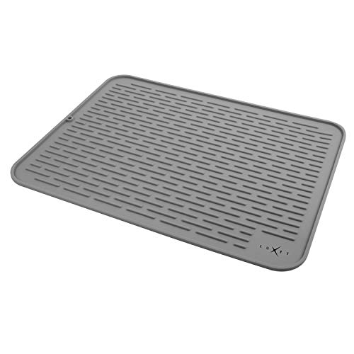 Luxet Multipurpose Premium Quality Silicone Dish Drying Mat for Kitchen, Heat Resistant, Countertop Protection, Non Slip Grip, Extra Large Trivet Size 23x17 Inches (Gray)