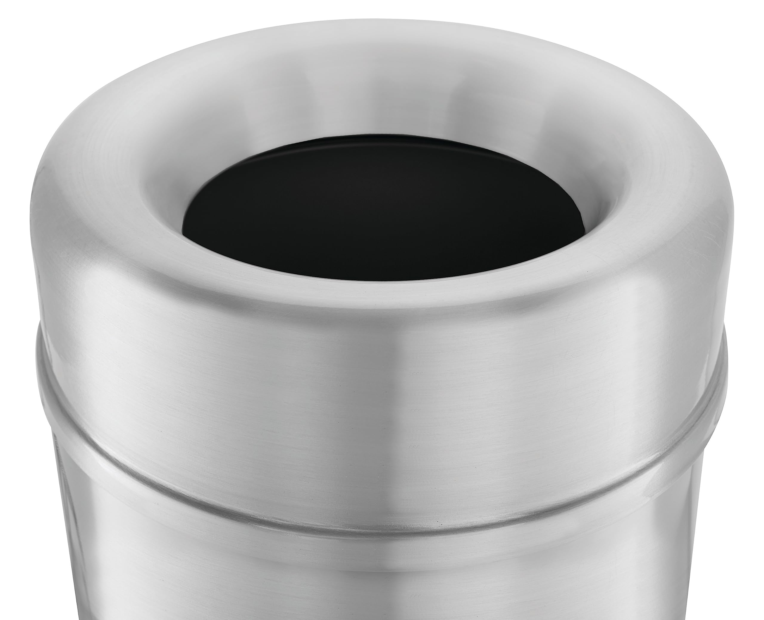 Rubbermaid Commercial Products Crowne Collection Open Top Trash Can, 30-Gallon, Aluminum, Indoor/Outdoor Waste Container for Mall/School/Office