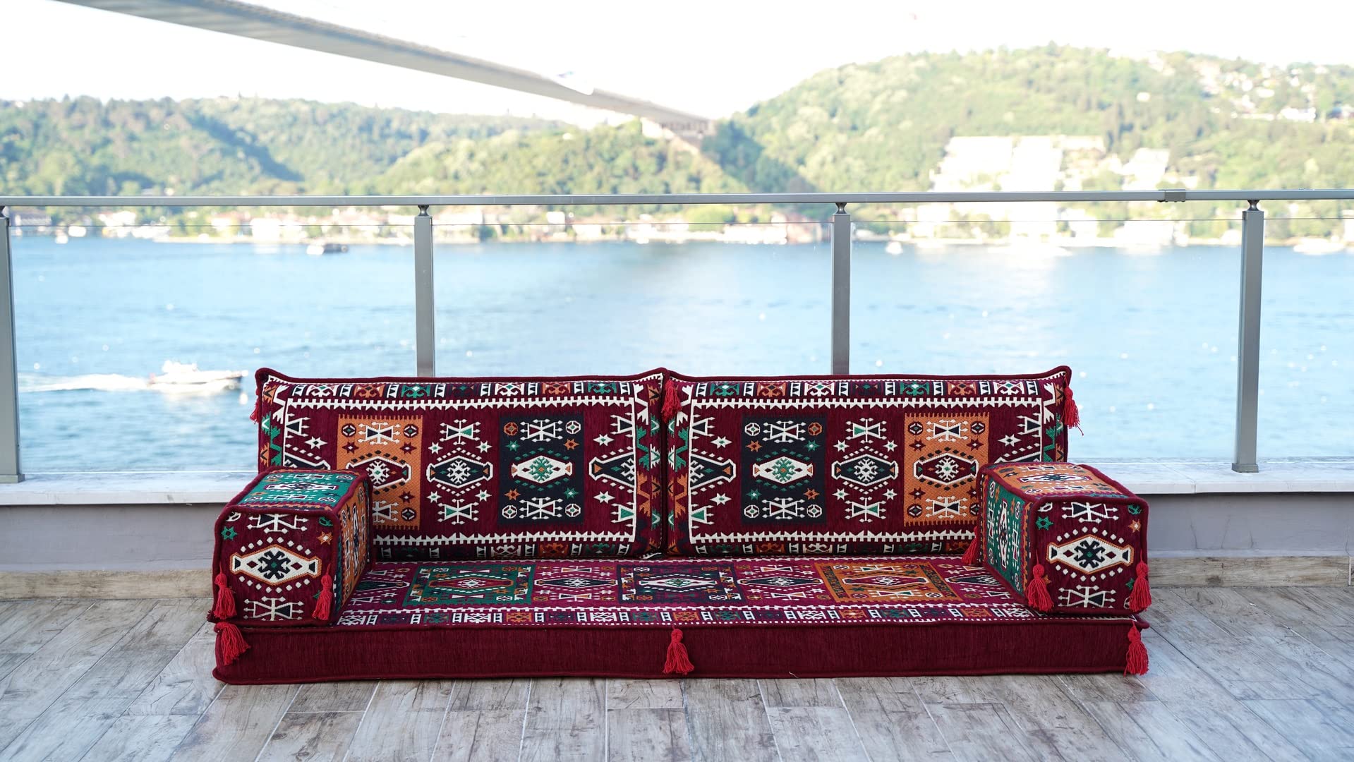 Maroon Arabic Sofa Set, Authentic Floor Couch, Sectional Sofas, Arabic Majlis, Turkish Rug, Couch Covers, Sofa Bed, Poufs (4'' Thickness Sofa)