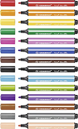 STABILO Trio Scribbi Triangular Felt Tip Pen - Assorted Colours (Pack of 14)