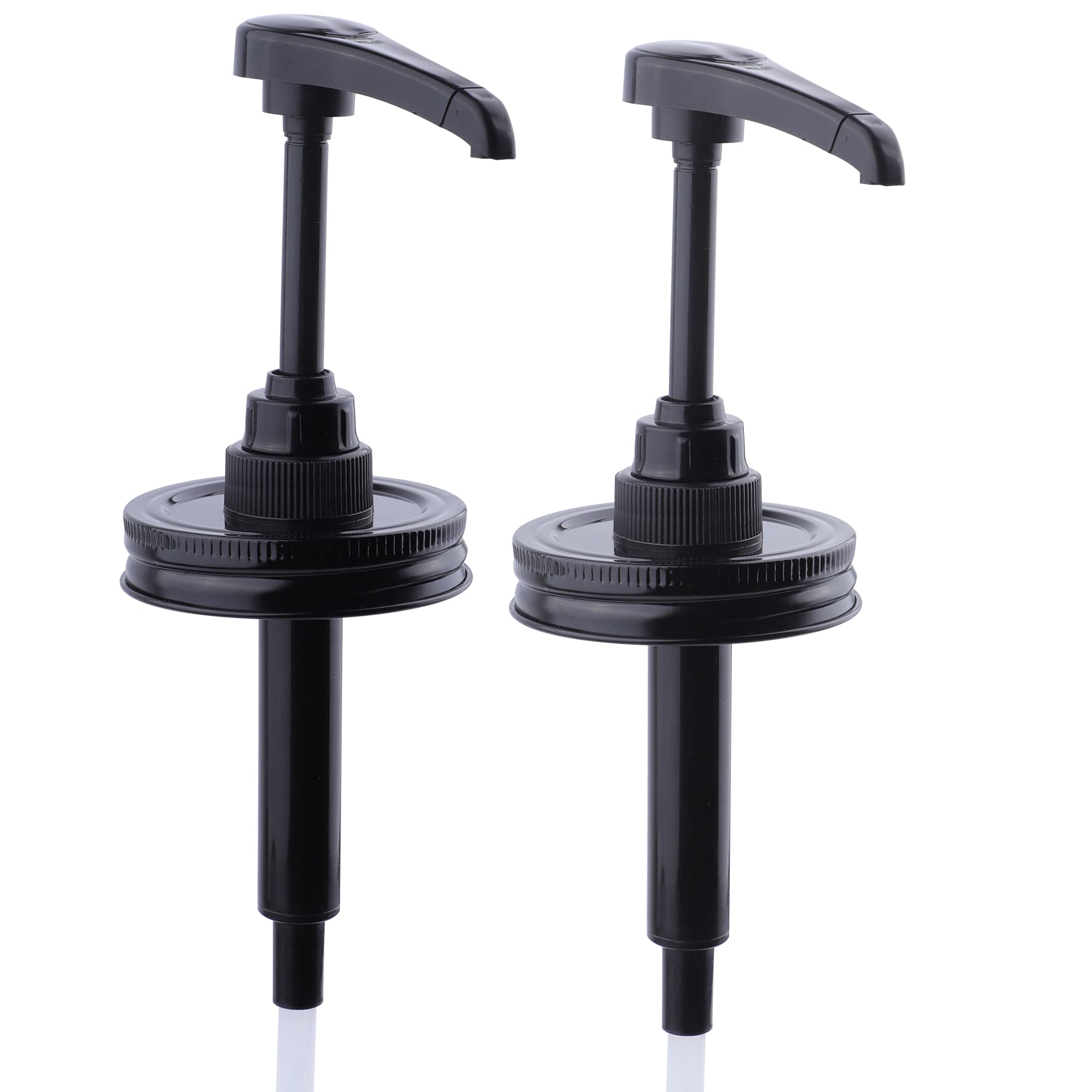 Mason Jar Syrup & Sauce Honey Dispenser Pump Lids for Regular Mouth (2 Pack), Airtight & Leak-Proof Kitchen Food Grade Coffee Syrup Dispenser Pump (Jar Not Included)