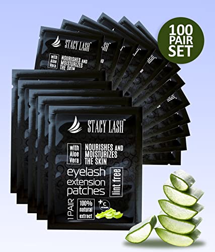 STACY LASH Eyelash Extension Shampoo 1US Gal & 100 Pairs Set Under Eye Gel Pads/Eyelid Foaming Cleanser/Safe Makeup & Mascara Remover/Lint Free Patches/Professional Supplies and Beauty Tools