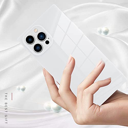 LSL for iPhone 13 Pro Max Case Square White Soft TPU Bumper Anti-Drop Anti-Scratch Shock Absorption Protective Wireless Slim Cover Compatible with iPhone 13 Pro Max 6.7 Inch for Women Girls Men