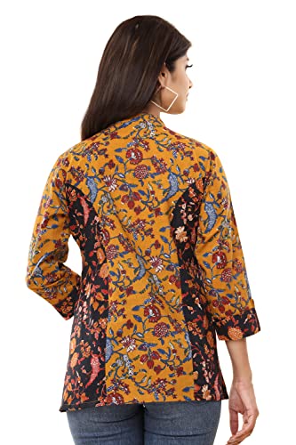 Vihaan IMPEX Yellow Floral Printed Hot Tunic Casual Kurti Top for Women Shirt for Ladies