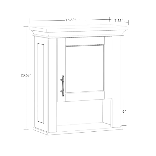 RiverRidge Somerset Single Door Wall Cabinet - Bathroom Medicine Cabinet with Inset Door, Coved Top Shelf, 2 Interior Shelves & Open Display Shelf β Elegant Bathroom Cabinet for Expanded Storage