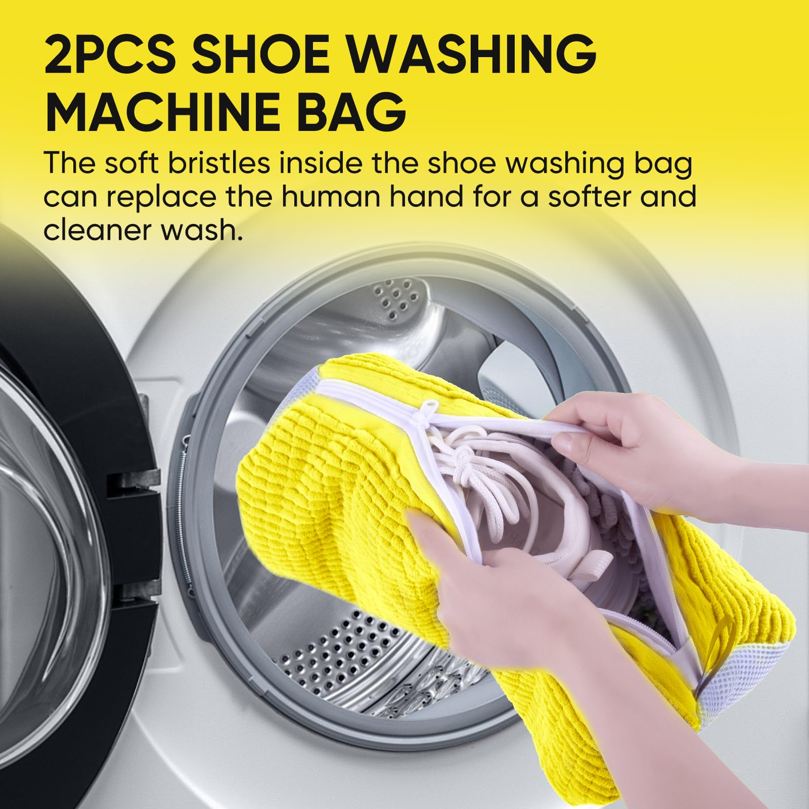 Shoe cleaning bag,Shoe bag for washing machine,Versatile Shoe Laundry Bag,Shoe washing machine bag,Reusable shoe washing bag/Alternative shoe washing machine. (2pcsYellow)