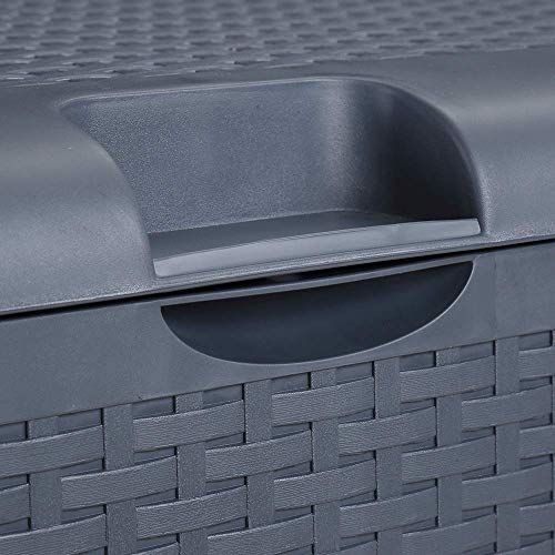 GDY 120 Gallon Patio Storage Deck Box, Outdoor Storage Plastic Bench Box, Resin Wicker Storage Container Bench Seat