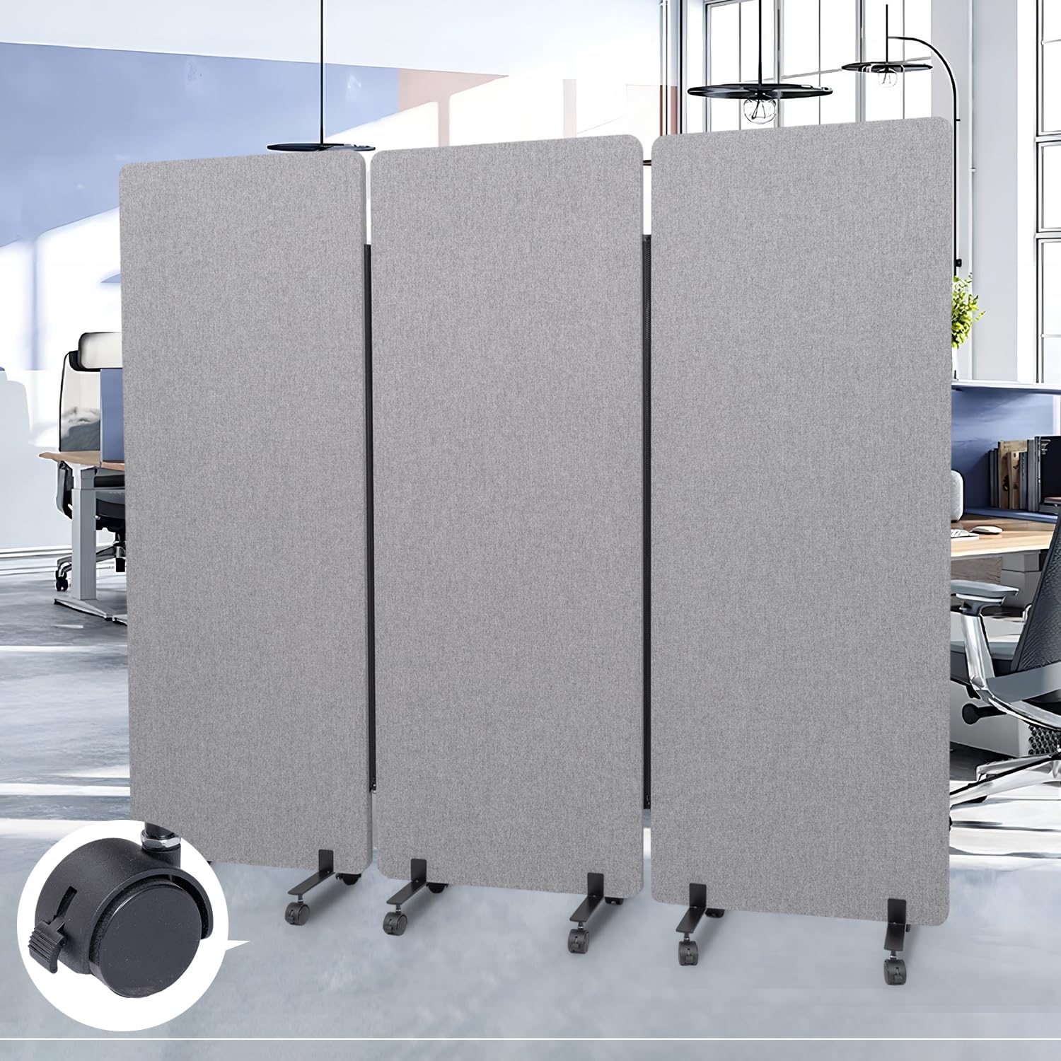 Sound Proof Dividers w/Wheels, Portable Office Wall Divider for Room Partition, Soundproof Room Divider Privacy Panel Partition Wall Cubicle Wall, Rolling Temporary Wall for Studio, School, Hospital