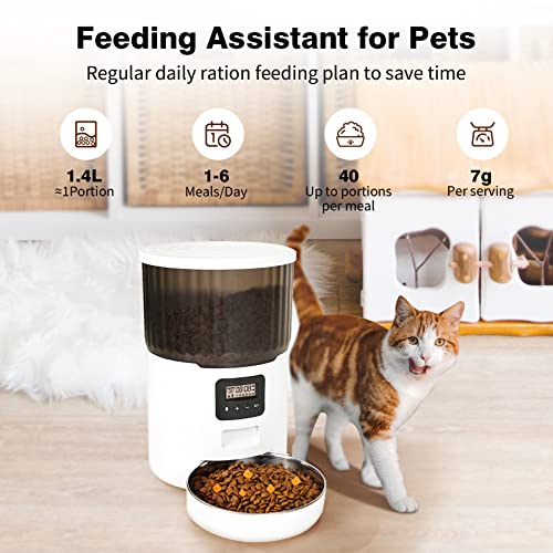 PUET Automatic Dog Feeders, Timed Cat Feeders, 4L Programmable Portion Size Control 1-6 Meals Per Day, Dry Food Dispenser with Desiccant Bag, 10s Voice Recorder
