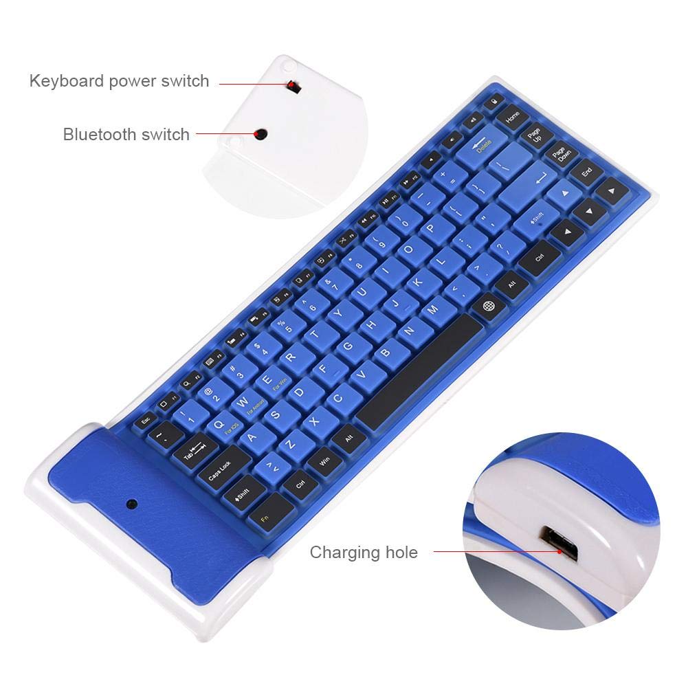 FOSA Portable Waterproof Mini Bluetooth Keyboard Foldable for Laptop/PC/Phone(Blue)