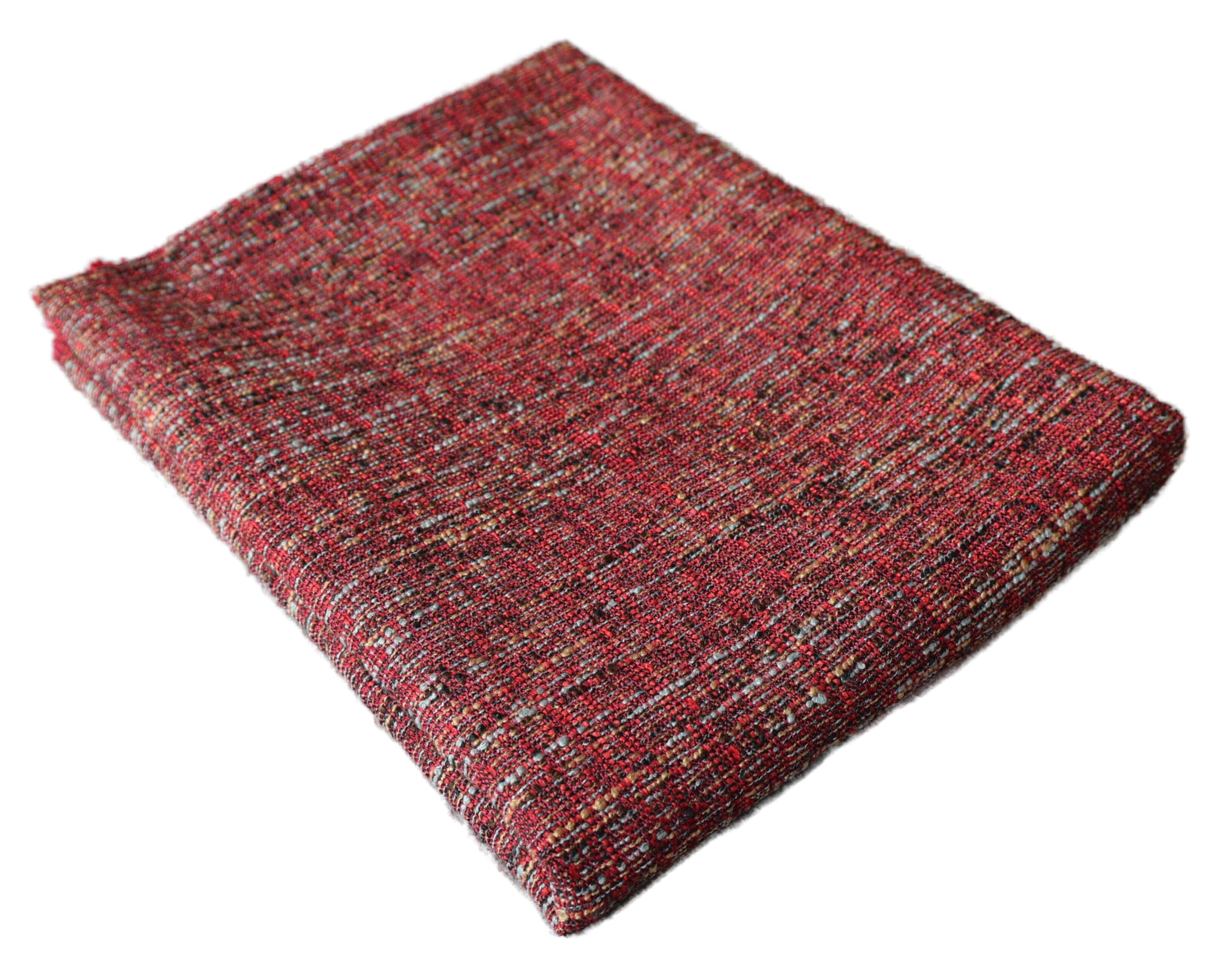 TinaKim Upholstery Fabric, Faux Linen Type Cloth Material, for Chair Sofa Couth Reupholster (Dark red, 3 Yard)