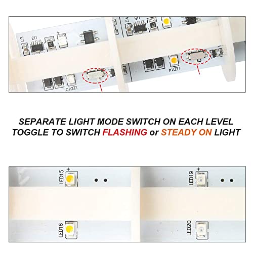 LUBAN Led Signal Tower Stack Lights, Industrial Signal Warning Lights, Column Tower Lamp Andon Lights with Rotatable Base, Steady/Flashing Light Switchable,12V 24V DC(3-Layer, no Buzzer)