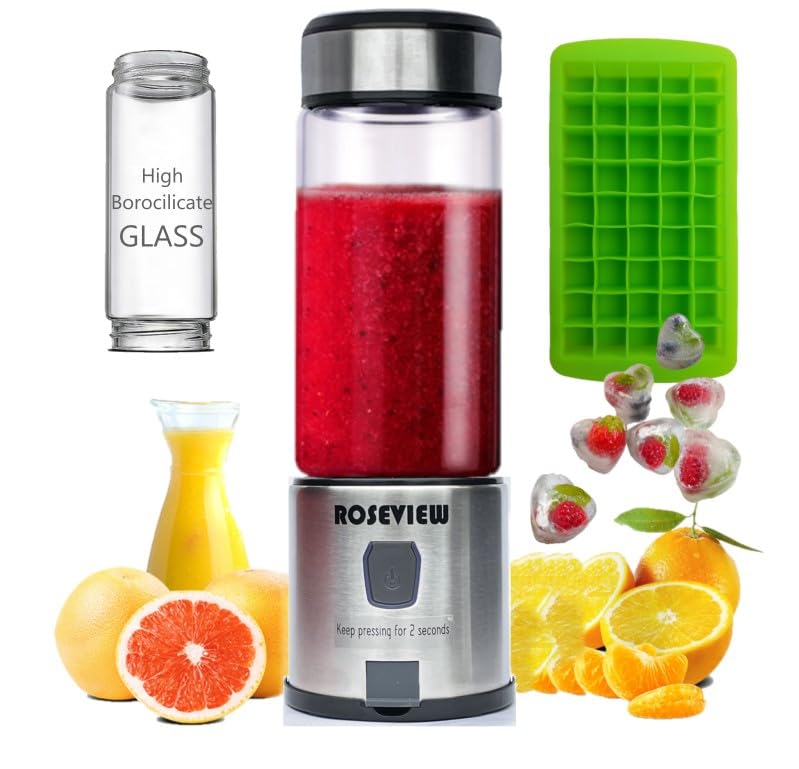 Portable Smoothie blender Glass bottle Mini USB rechargeable 2 battery Handheld Shakes blend Cup USB juicer Cordless Personal smoothies maker mixer