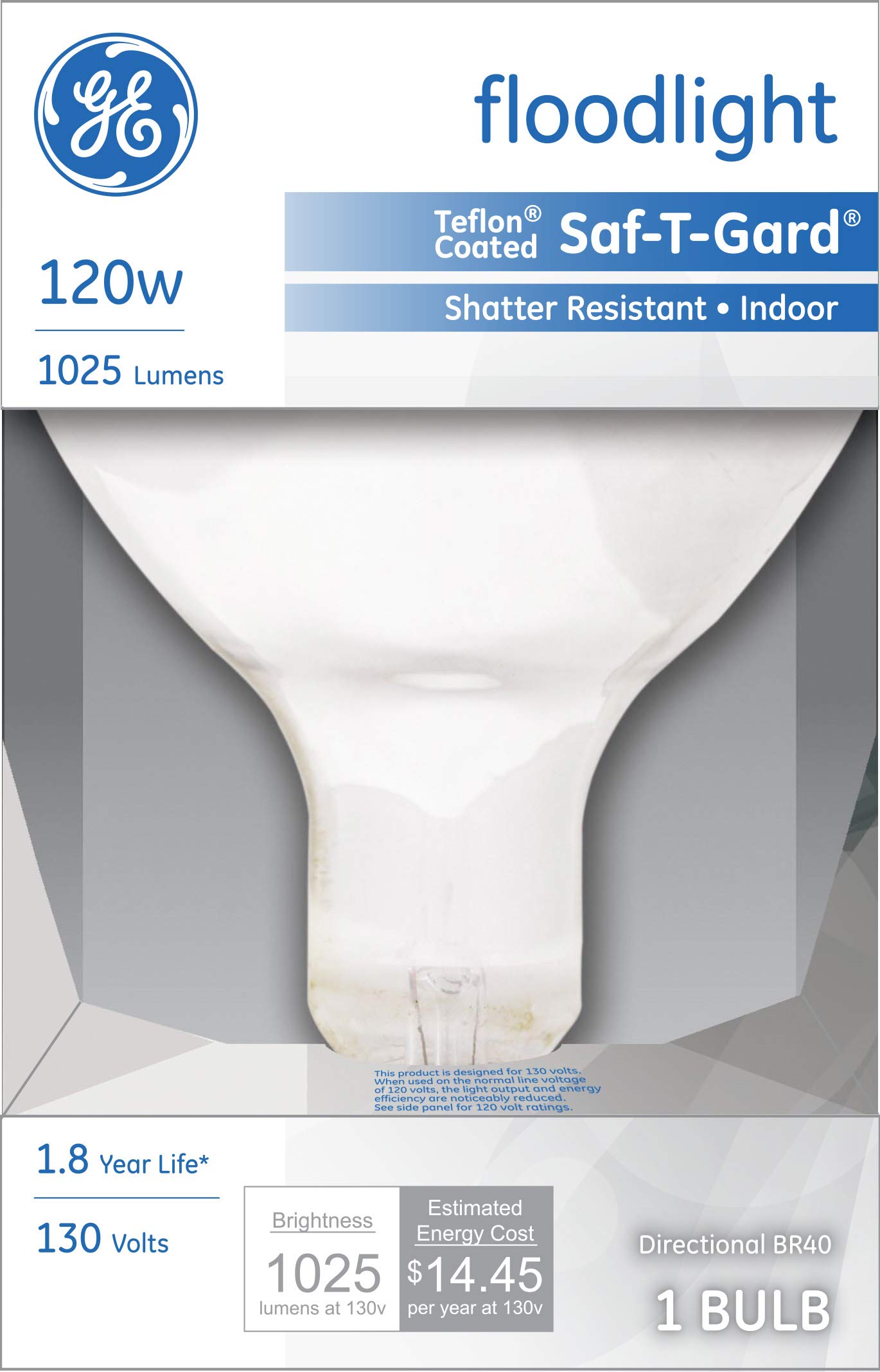 GE 47725 120-Watt Soft White SAF-T-GARD BR40 Light Bulb, 1-Pack