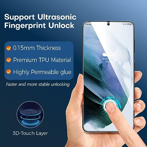 Rayboen Case for Galaxy S21+ Plus 5G with Screen Protector Soft(2Pcs), Crystal Clear Designed Shockproof Phone Case, Hard PC Back Soft TPU Frame Slim Transparent Cover for Samsung Galaxy S21+ Plus