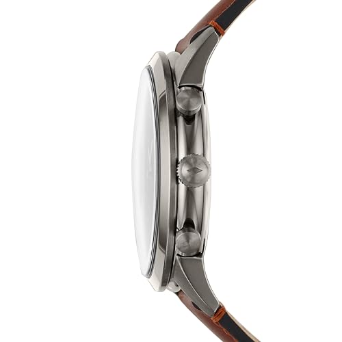 Fossil Men's Townsman Quartz Stainless Steel and Leather Chronograph Watch, Color: Smoke, Amber (Model: FS5522)