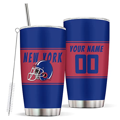 New York2 20 Oz Insulated Tumbler Coffee Mug Custom Name and Number Personalized Gift for Men Women Husband Fans