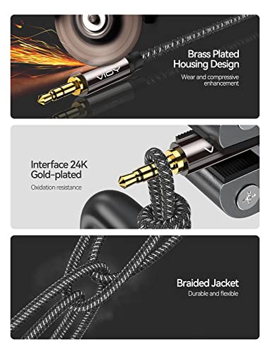 VIOY Headphone Extension Cable 20FT,[Copper Shell, Hi-Fi Sound] 3.5mm Male to Female Stereo Audio Cable Nylon Braided Aux Cord for Smartphones, Tablets, Media Player