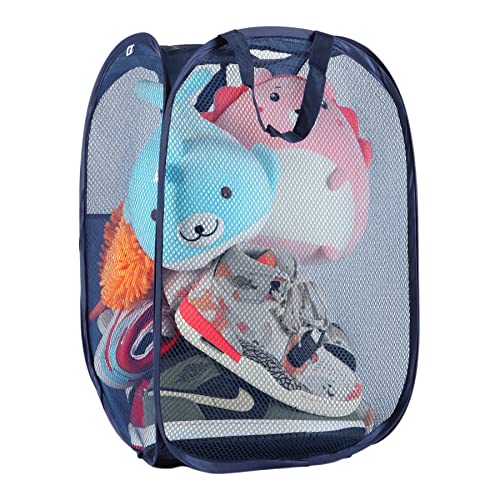 Nvatorfox 2 Pack Pop Up Storage and Laundry Hamper, Mesh Popup Laundry Hamper Portable, Durable Handles Collapsible for Storage and Easy to Open, for The Kids Room, College Dorm or Travel (Blue)