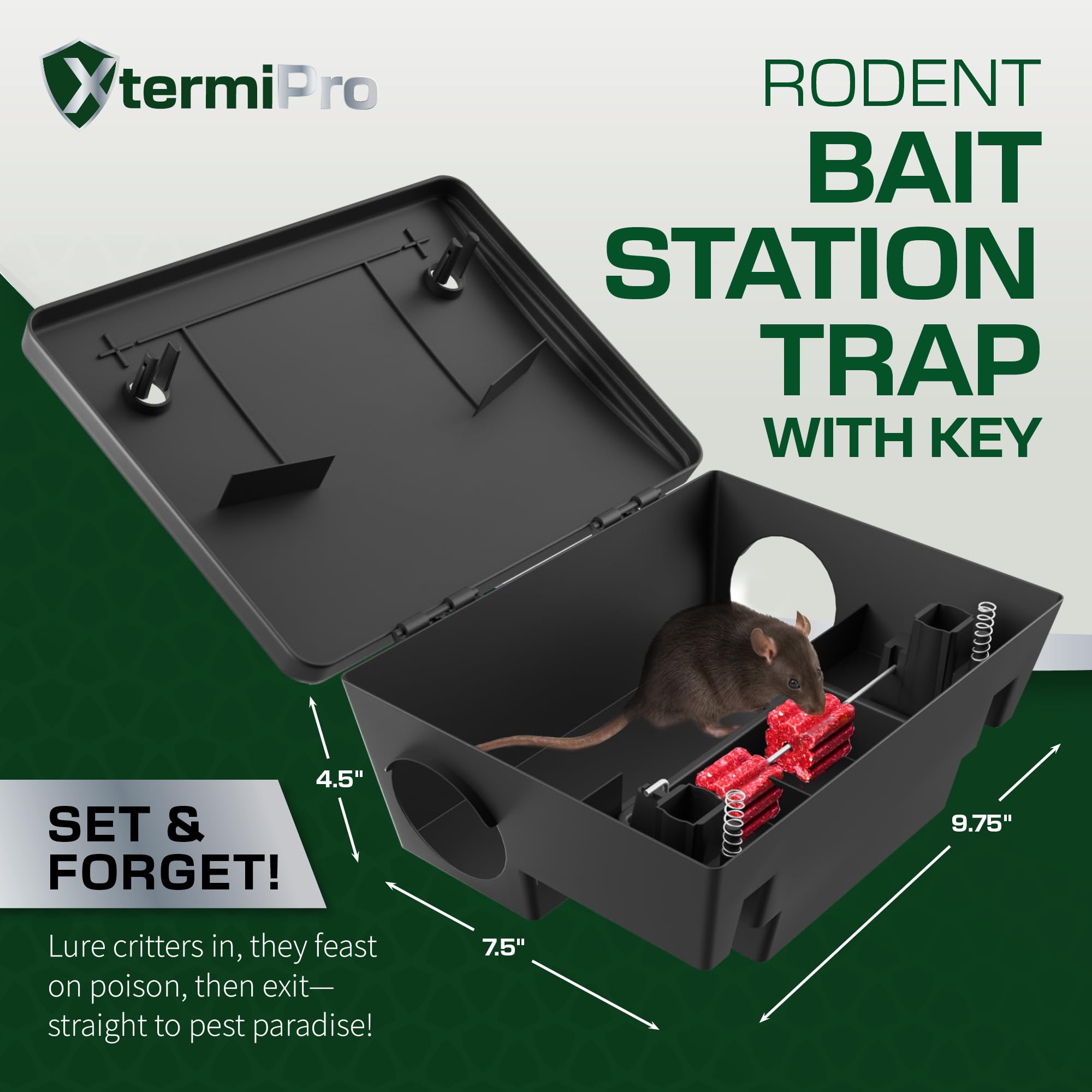 Rat & Mouse Bait Station - 4 Pack - Rat Bait Stations for Rats and Mice Outdoor/Indoor - Tamper Resistant - Child & Pet Safe Rodent Bait Station - Outside Traps for Mice - Bait Box Pest Control